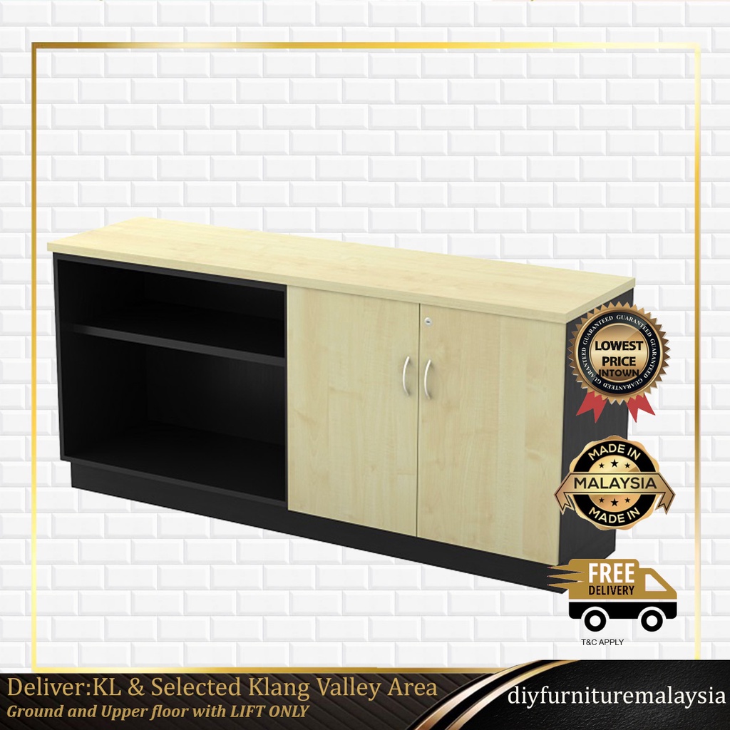 Low Office Cabinet Open Shelf & Swinging Door | Rak Kabinet Pejabat ...