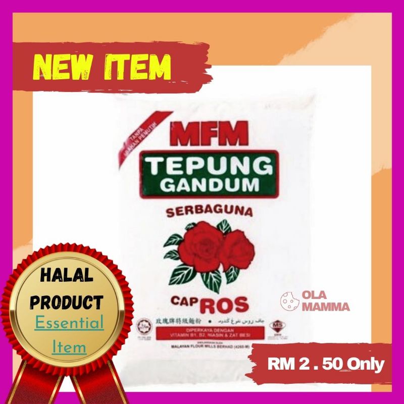 Tepung Gandum Cap Ros All-purpose Flour MFM Cap Ros 0.85kg 850g ...