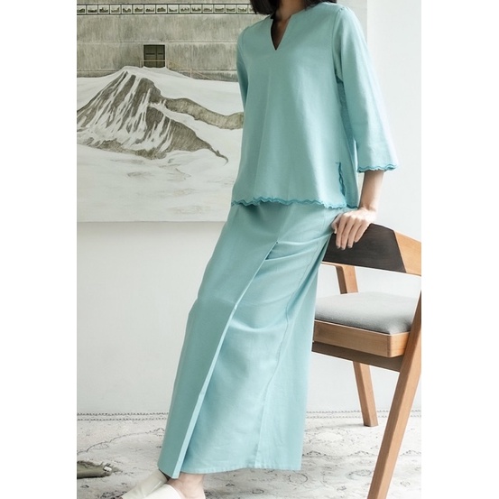 Cotton Linen Kurung Kedah in mint | Shopee Malaysia