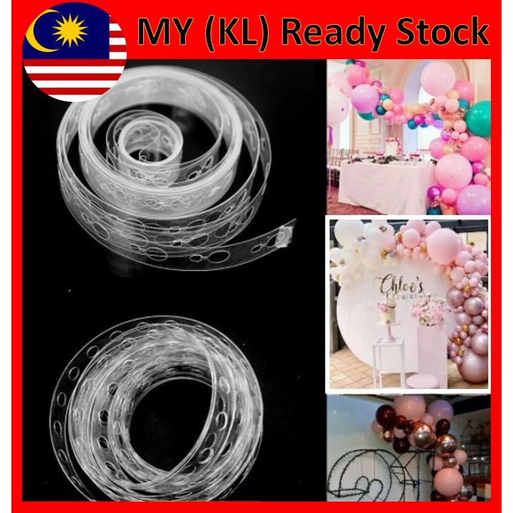 🇲🇾 5M Single Double Hole Balloon Chain Arch Strip Garland Kit Decor ...