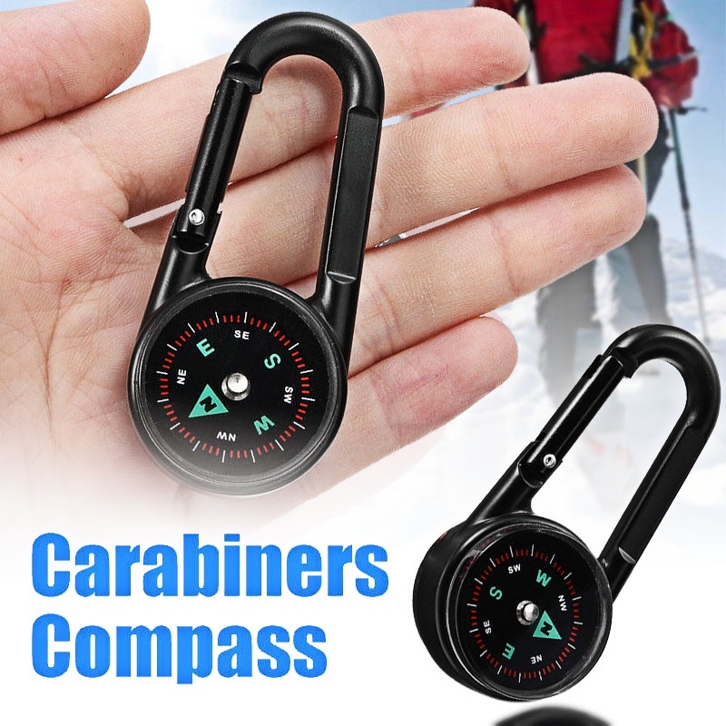 2 In 1 Portable Metal Carabiner Compass/ Double-Sided Mini Compass ...