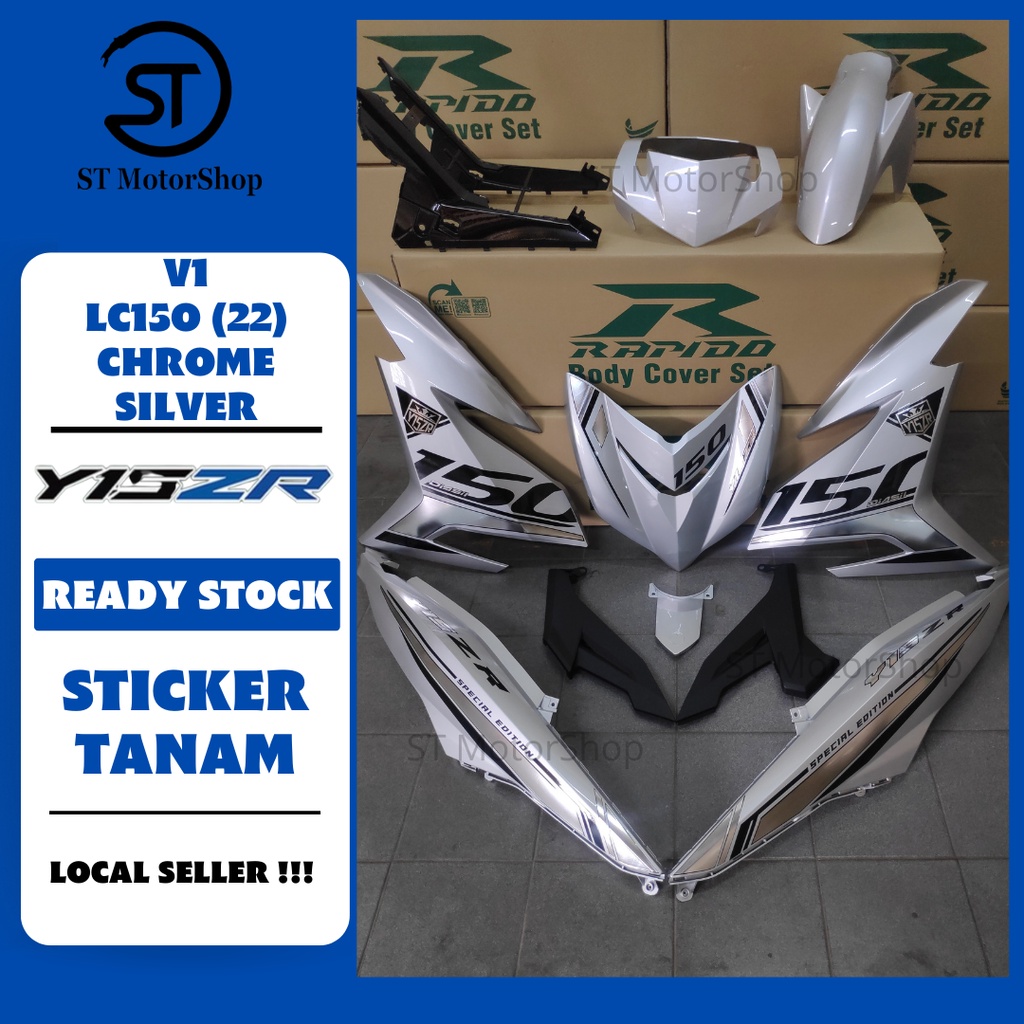 YAMAHA Y15 Y15ZR V1/V2 LC150 (22) CHROME SILVER COVER SET (STICKER ...