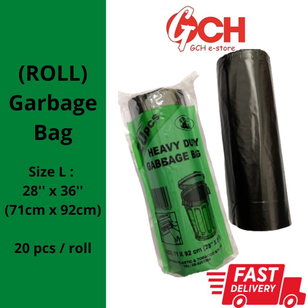 (Size: L) Roll Large Garbage Plastic Bag / Rubbish Bag / Trash Bag ...