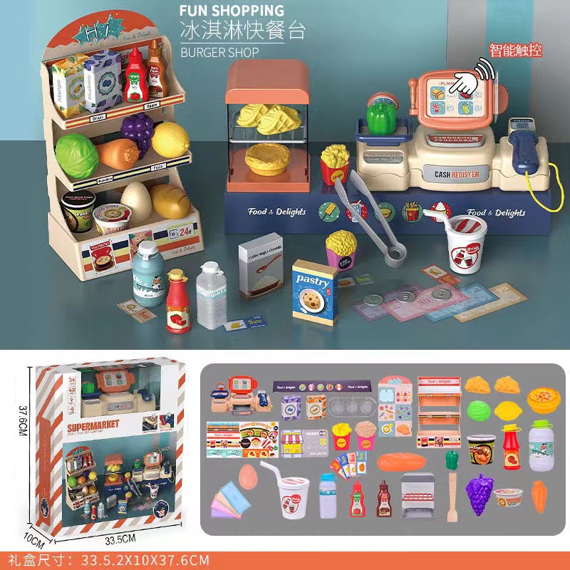 Kids Mini Supermarket Cashier Machine Simulation Toy Pretend Play Set ...