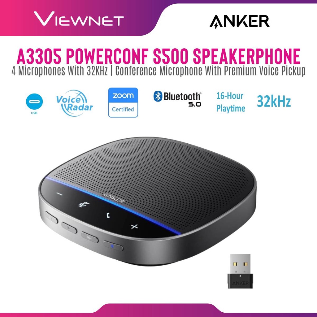 ANKER A3305 POWERCONF S500 SPEAKERPHONE WITH ZOOM CERTIFICATION | CONFERENCE MICROPHONE | 16 ...