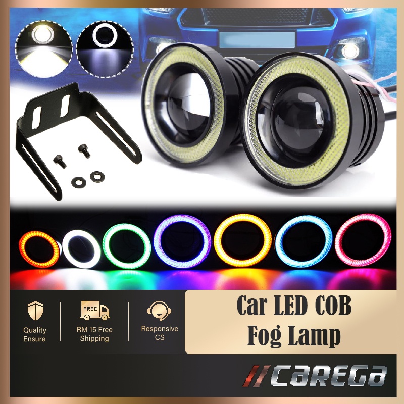3200LM Car COB LED Angel Eyes Fog Light Ring Lens Projector Halo Ring Fog Lamp Angel Eyes Fog ...