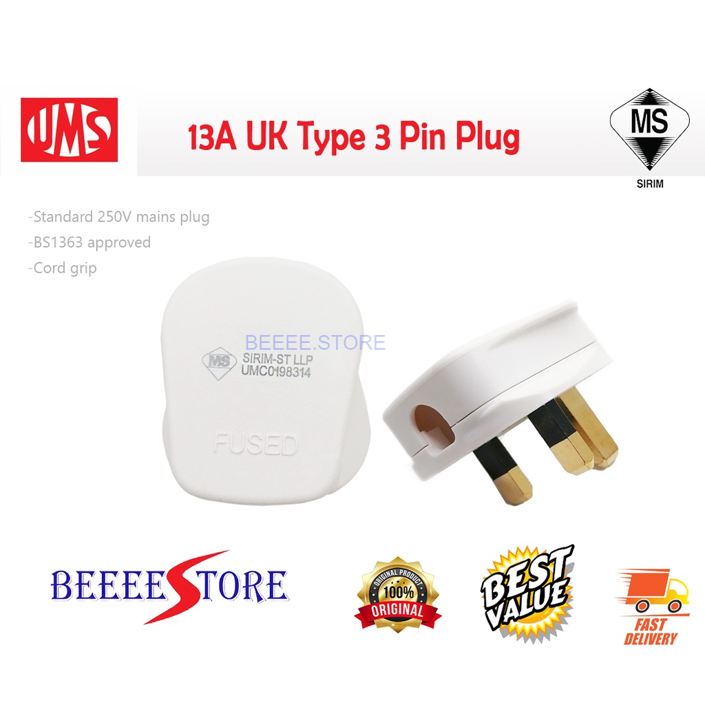 13A PLUG TOP UMS 250V /13A UK Mains Plugs / 13A Fuse with SIRIM ...