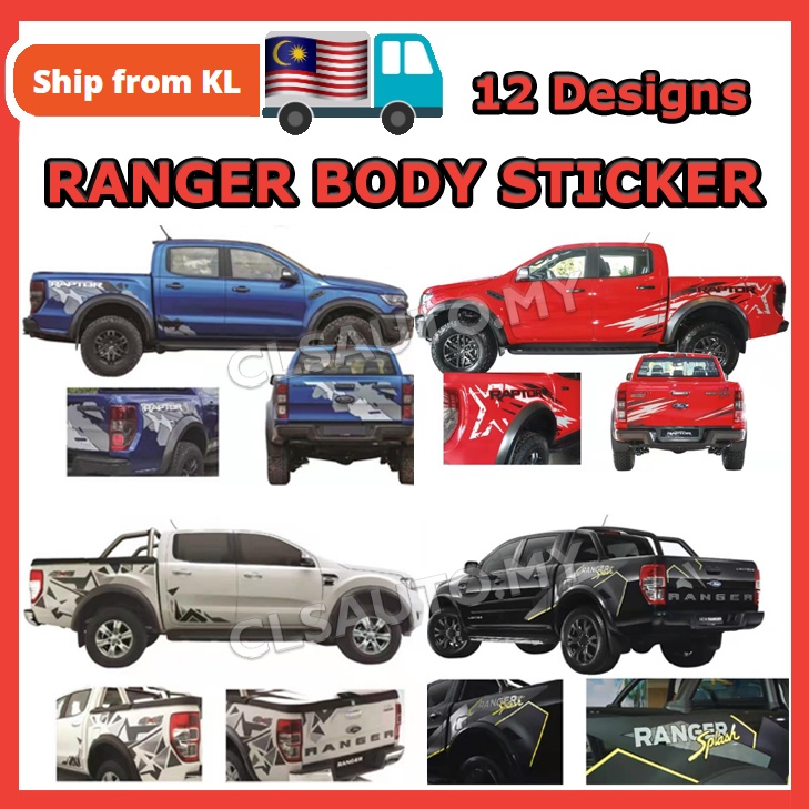 FORD RANGER Sticker Body Side Lining Decal 12 Designs Raptor Wildtrak ...