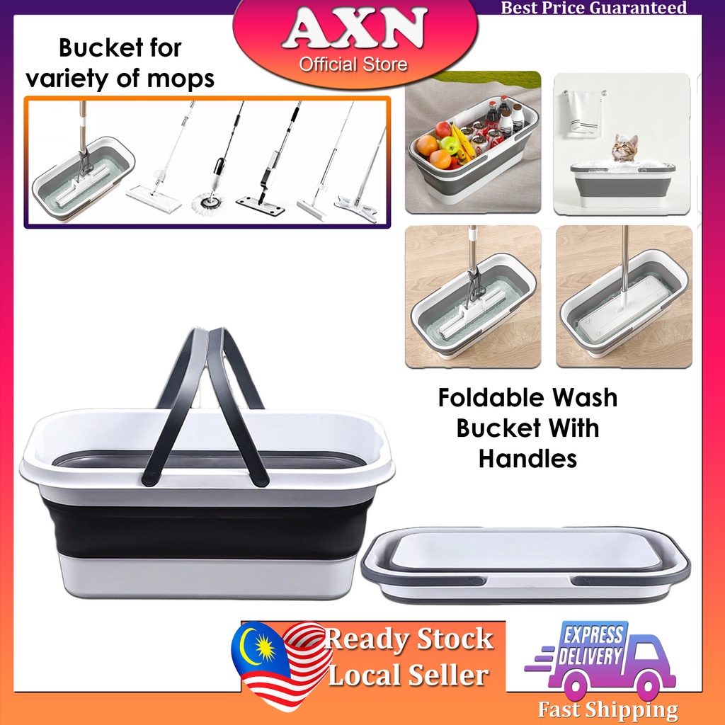 AXN Foldable Mop Bucket Hand Carry Car Wash Pail Fishing Vegetables ...
