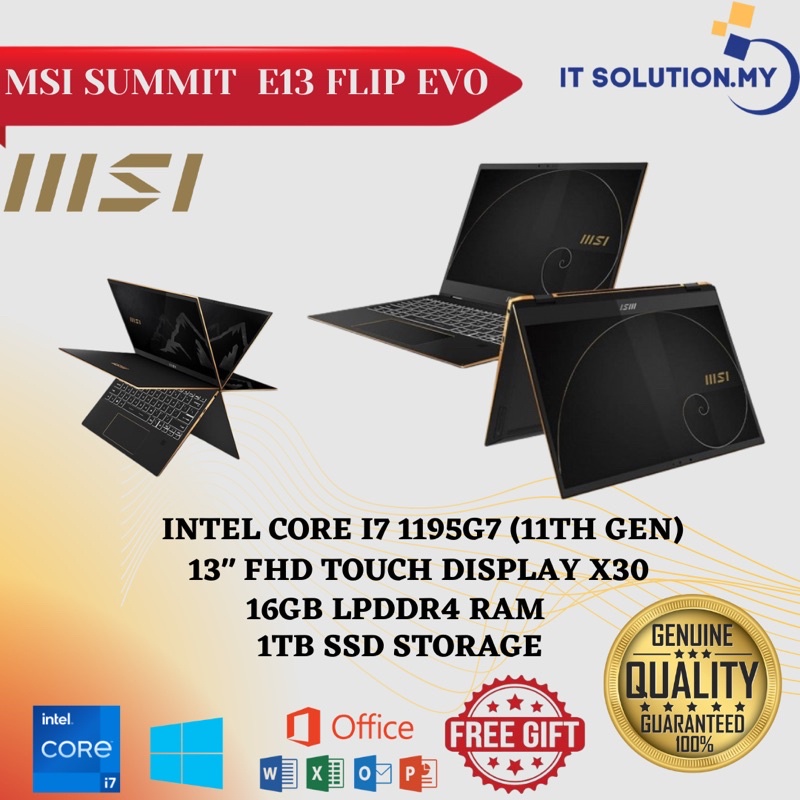 MSI [ Summit E13 Flip Evo (Touch 360), Stealth 15M ] Core i7 (11TH Gen ...