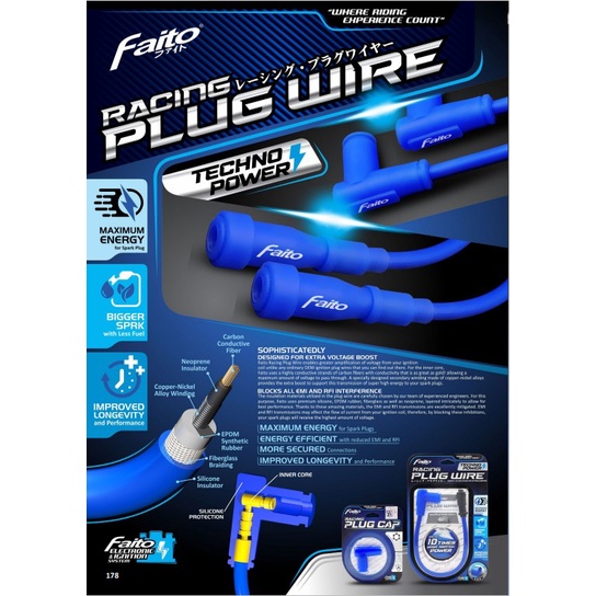 ORIGINAL FAITO RACING PLUG WIRE & PLUG CAPHONDA / YAMAHA | Shopee Malaysia