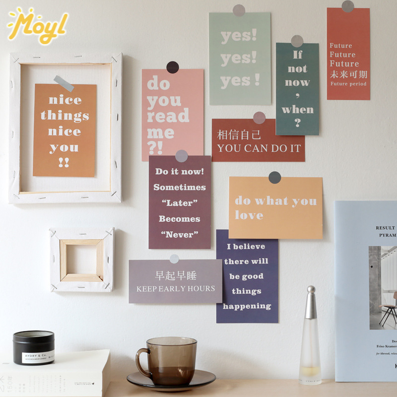 15 Sheets Japanese INS Inspirational Text Blessing Postcard Wall ...