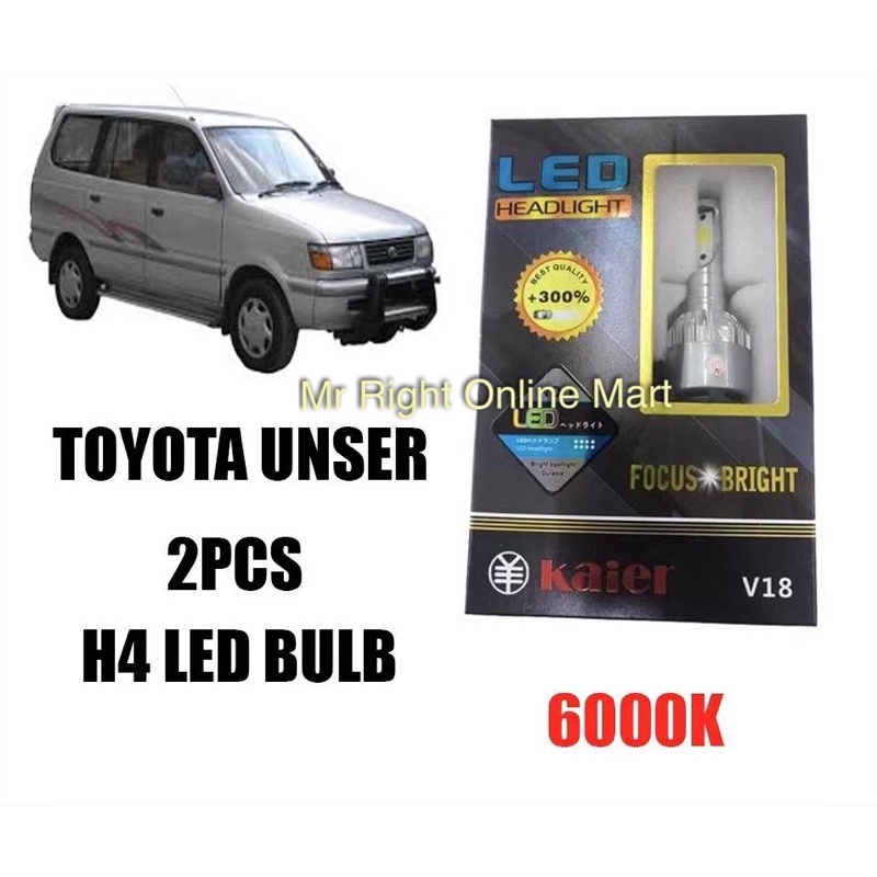 Toyota Unser LED Headlight H4 Kaier 1 Pair 6000K WHITE Bright Bulb Car ...
