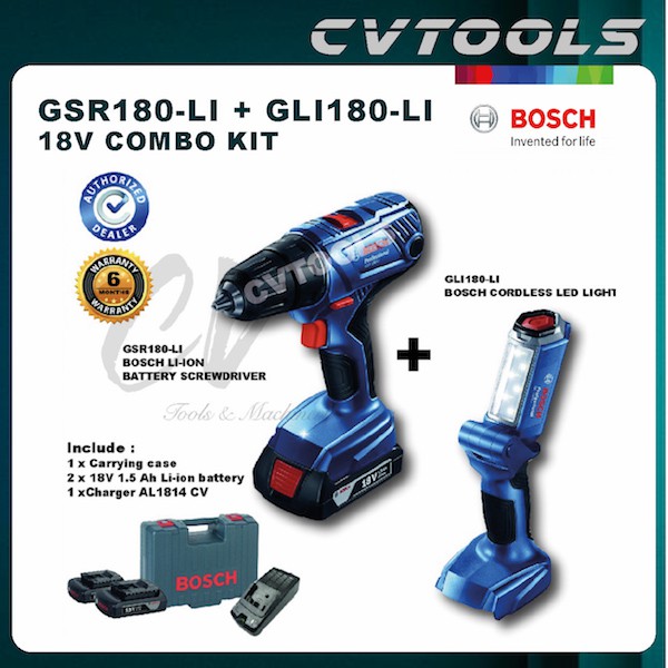 *COMBO PACKAGE* BOSCH GSR180-LI + GLI180-LI CORDLESS DRILL & DRIVER ...