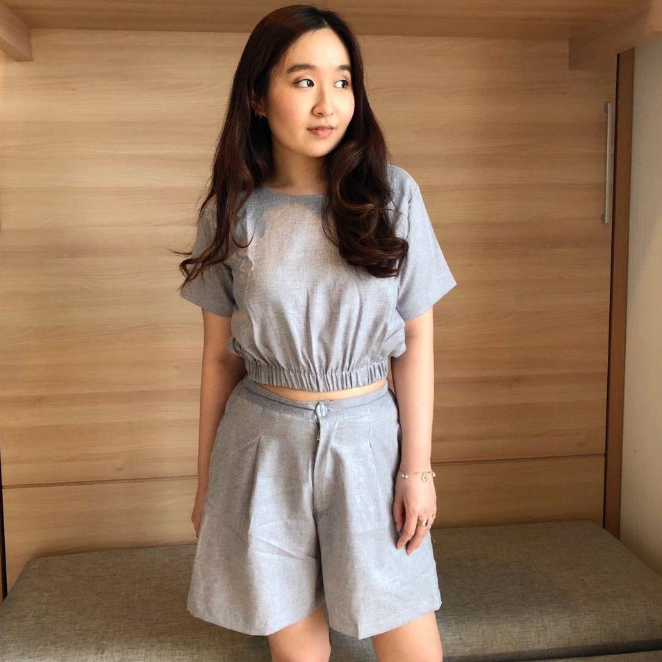 Corrine Set In Light Gray (top & Bottom) | Shopee Malaysia