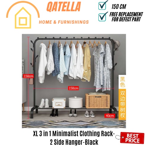 XL Size 3 in 1 RAK BAJU Clothes Rack Hanging Organizer Rack PENYANGKUT ...