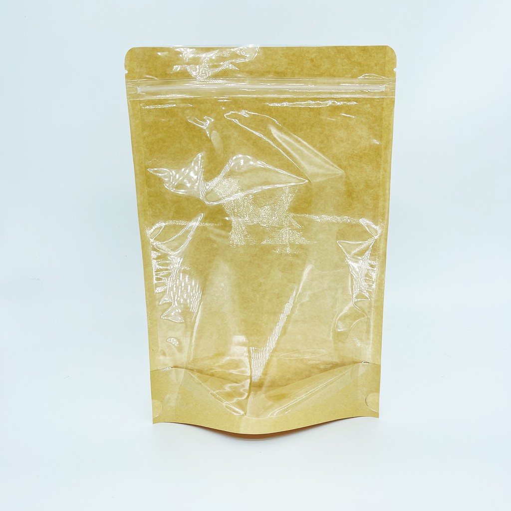 50pcs Zip Bag 18cm x 26cm Front Transparent Back Kraft Paper ,Zipper ...