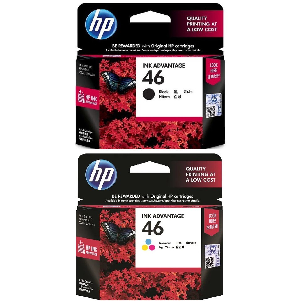 HP 46 Ink Cartridge (Original) : CZ637AA Black, CZ638AA Tri Colour for ...
