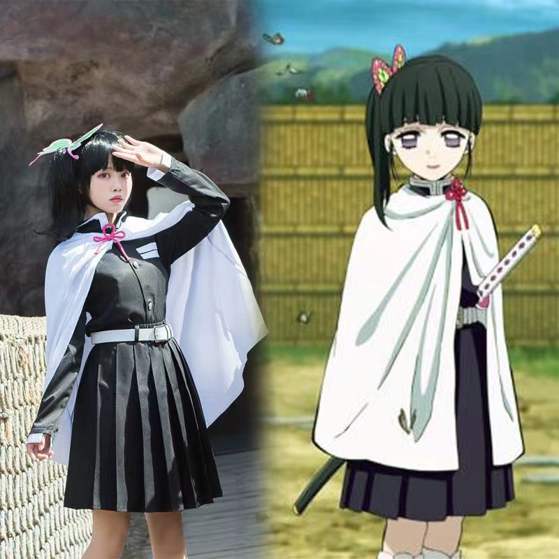 Tsuyuri Kanao Cosplay Costume Wig Cos Anime Demon Slayer Uniform Adult ...