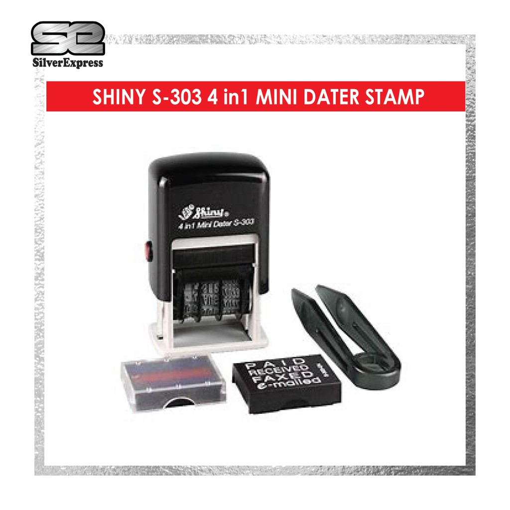 SHINY 4 in 1 Mini Dater S-303, Date Stamp, RUBBER STAMP, SELF INKING STAMP / S303 ...