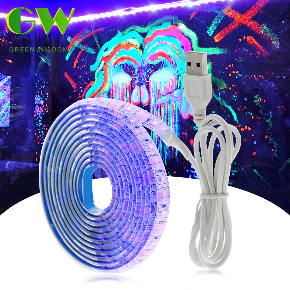 UV LED Strip Light 5V DC 2835 0.5M 1M 2M Waterproof Purple Ribbon Ultraviolet USB Rope Tape for ...