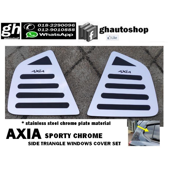 AXIA sporty side triangle windows part chrome cover set (2pcs) | Shopee ...
