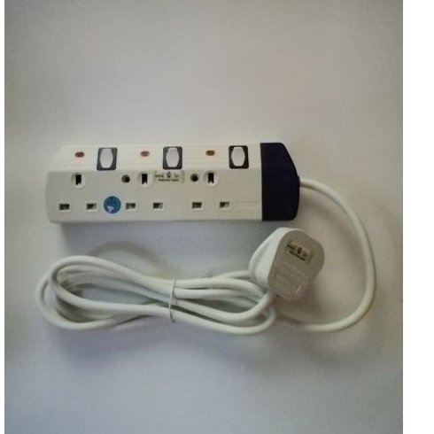 UK 13Amp 3 Way Extension Trailing Socket 2 Meter Wire 3-Gang /4-Gang ...