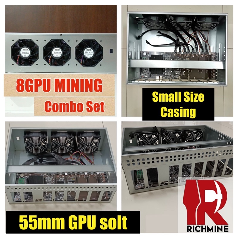 {ReadyStock} 8 GPU Riserless Motherboard 55mm slot casing mining ...