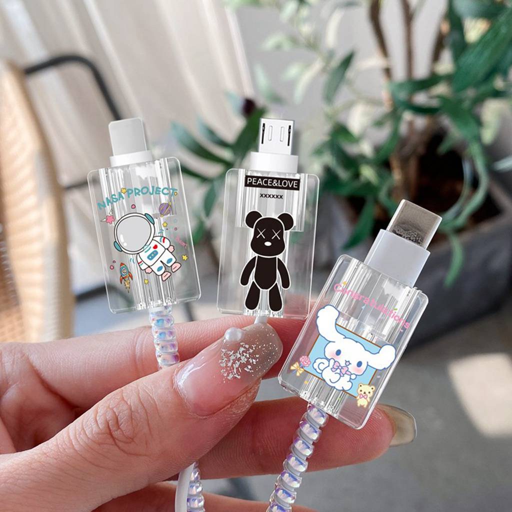 USB Cable Protector Data Line Cord Case Fashion Cartoon Snoopy Black ...