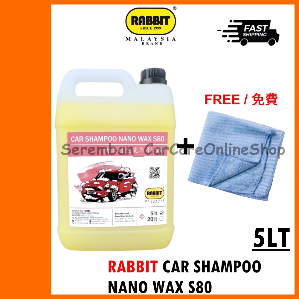 RABBIT CAR SHAMPOO NANO WAX S80 - 5Lt - car shampoo snow wash / snow ...