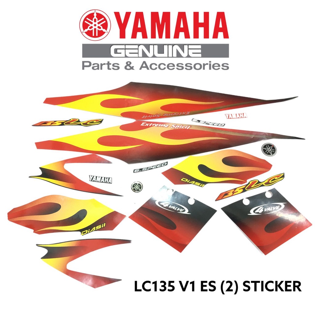 ORIGINAL Yamaha LC135 V1 Body Cover Stripe Sticker (2) Red OEM | Shopee ...