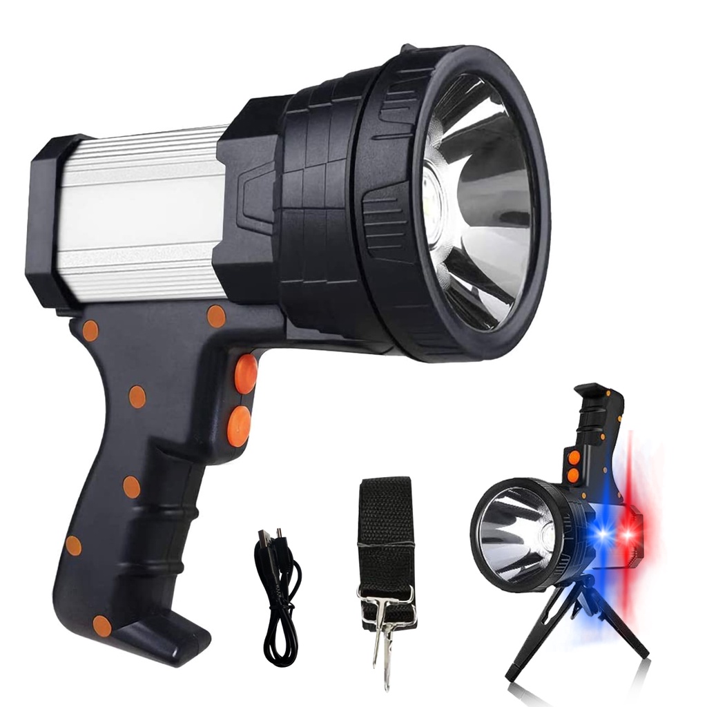 JamMa Rechargeable Spotlight Flashlight 6000 Lumen Handheld Spotlight ...