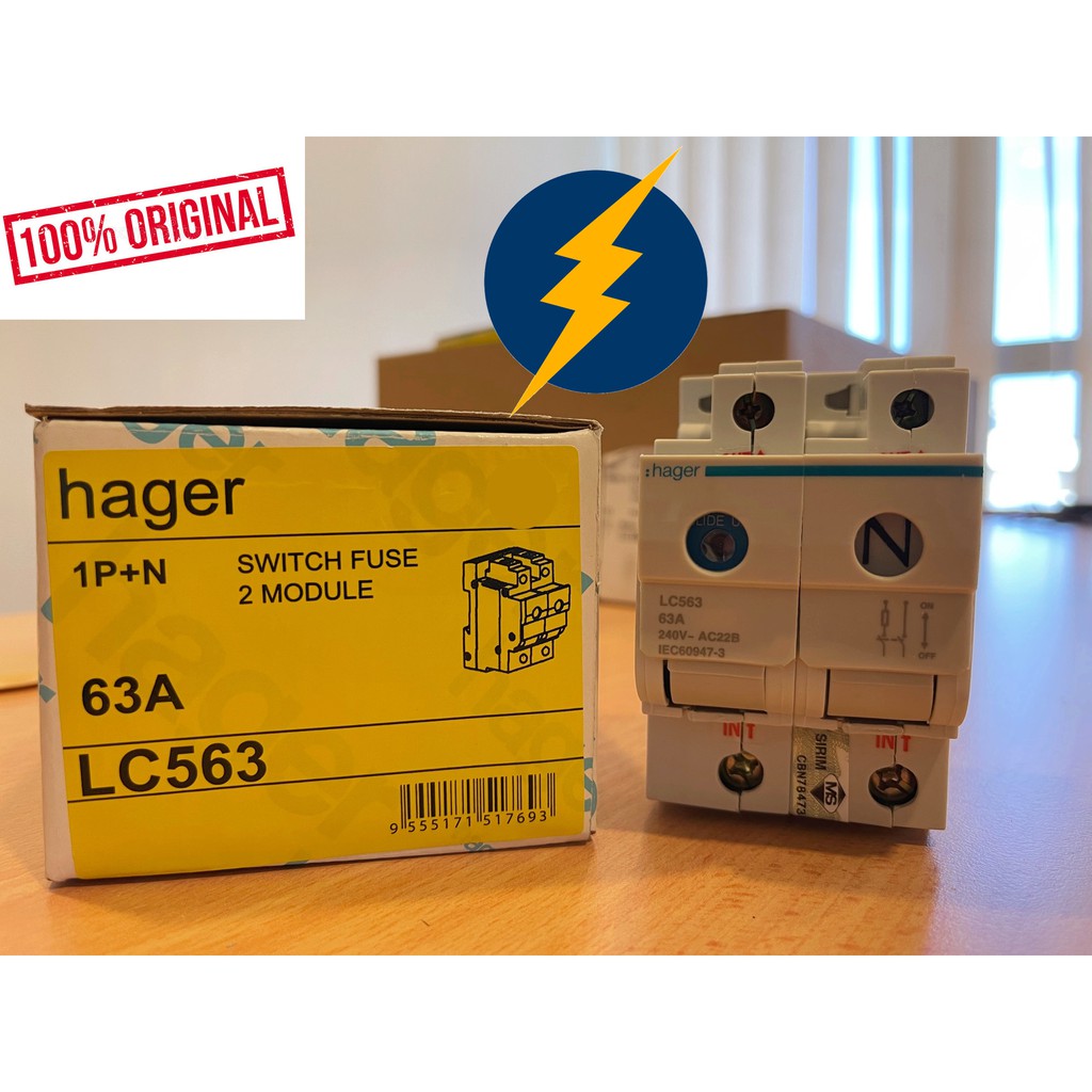 HAGER LC563 63A 1P + NEUTRAL MAIN SWITCH FUSE / SWITCH FUSE | Shopee ...