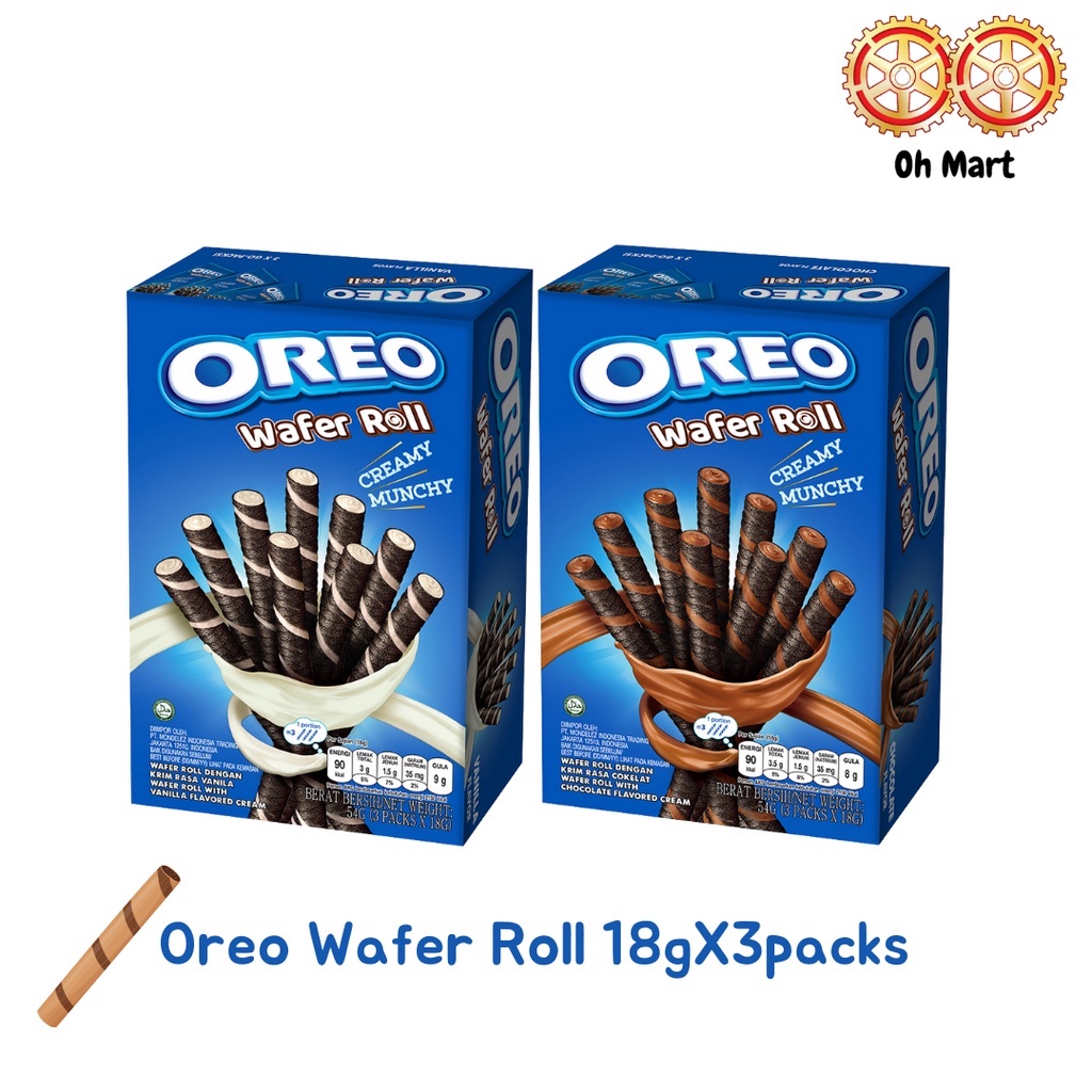 Oreo Wafer Roll With Vanilla/Chocolate Cream (18g x 3 packs) | Shopee ...