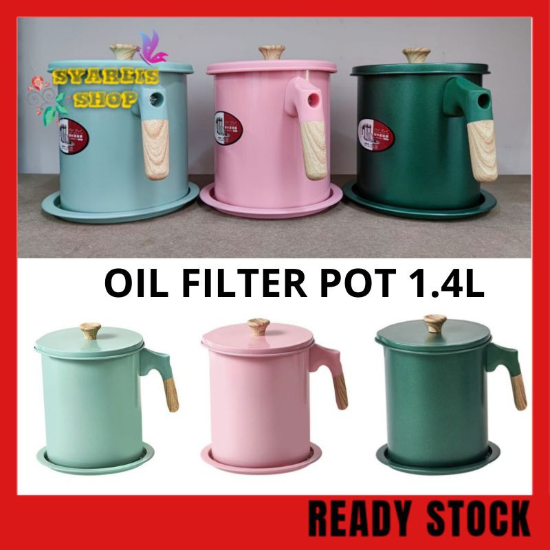 Bekas Minyak New Design!! New Color!! Japanese Style Kitchen Oil Filter Pot Stainless Steel Oil ...