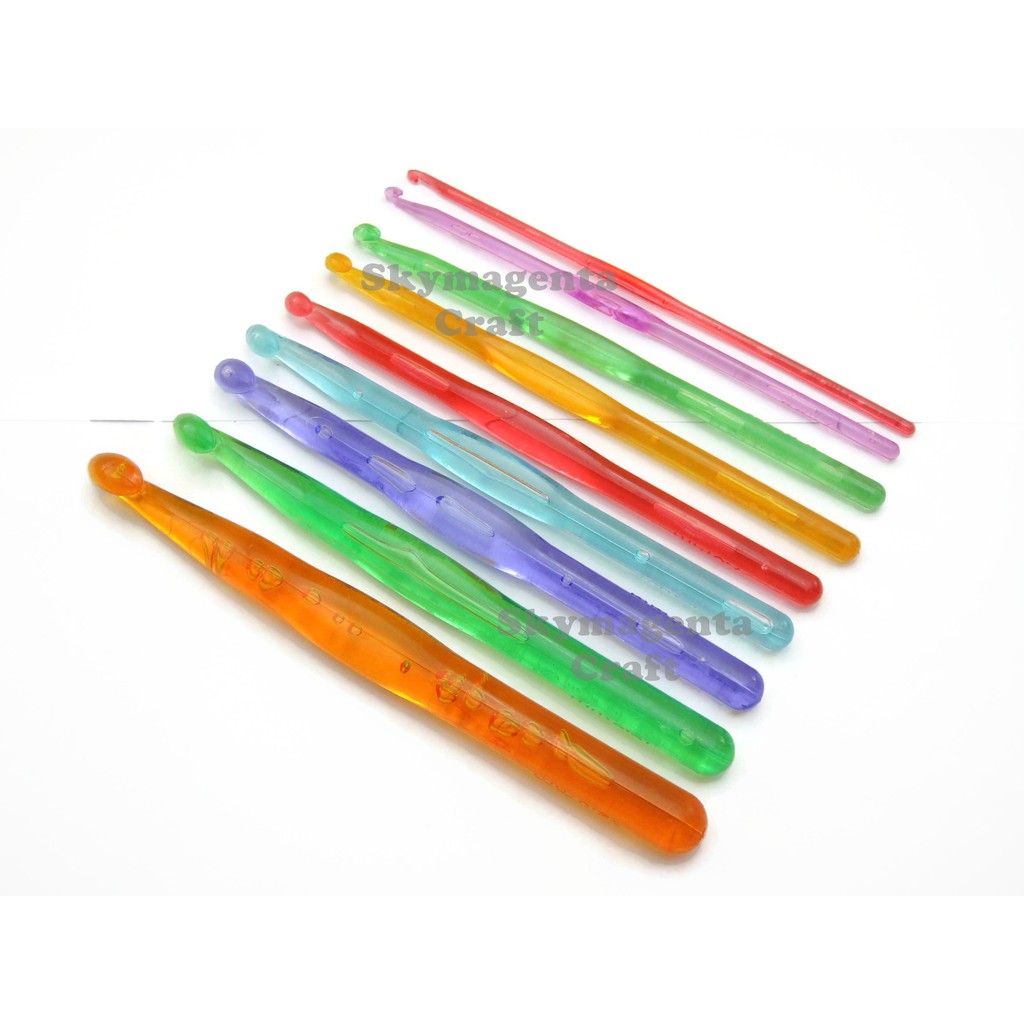9 Sizes Plastic Acrylic Crochet Hook Jarum Kait (040) | Shopee Malaysia