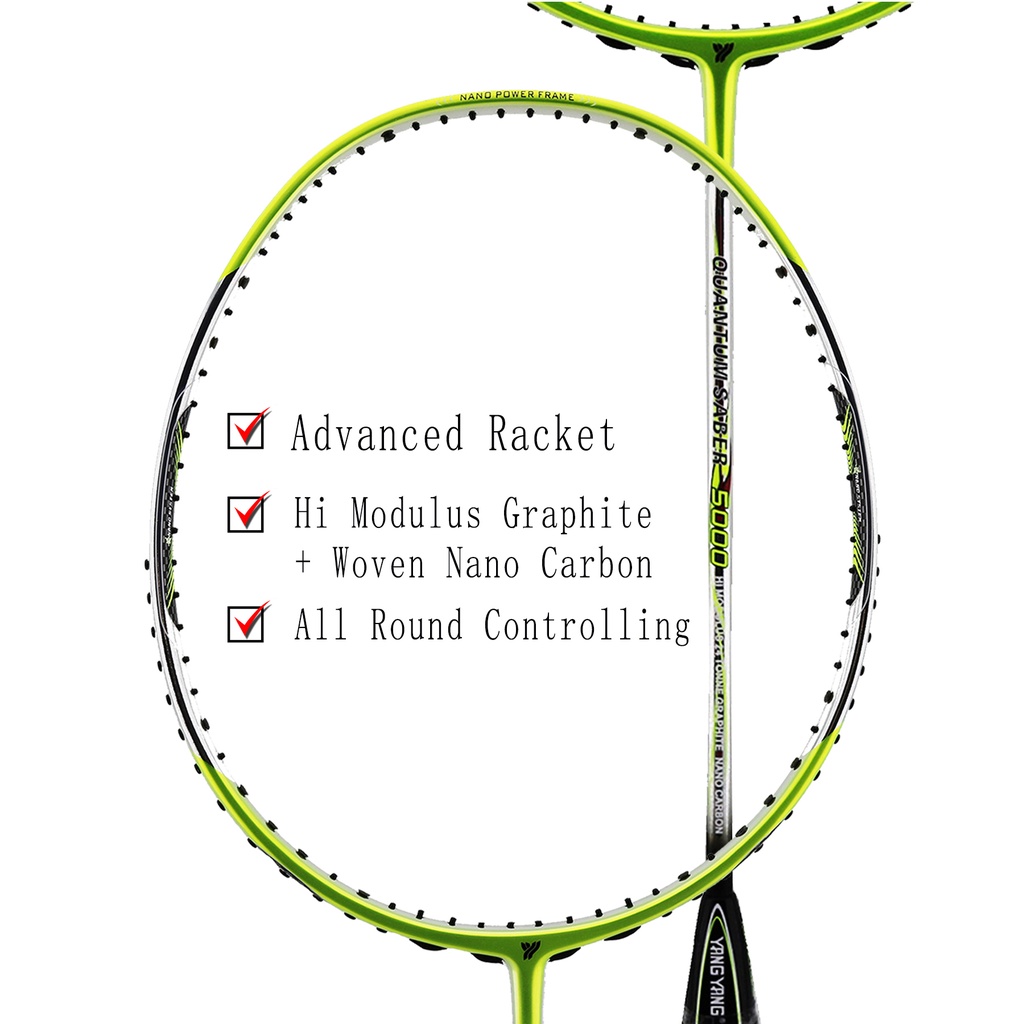 YANG YANG Quantum Saber 5000 HI Graphite Advance Level Badminton Racket ...