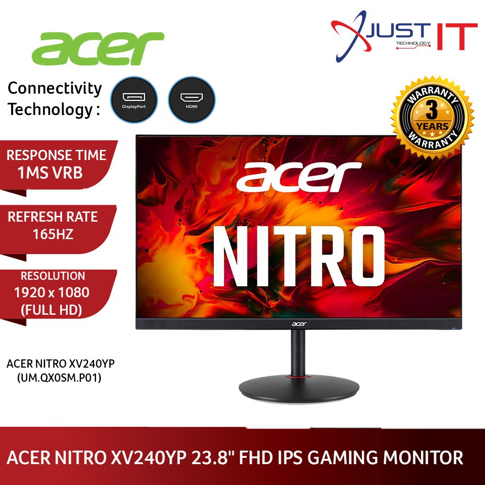 ACER NITRO XV240YP / XV240Y P 23.8" FHD IPS 165HZ 0.5MS G-SYNC ...