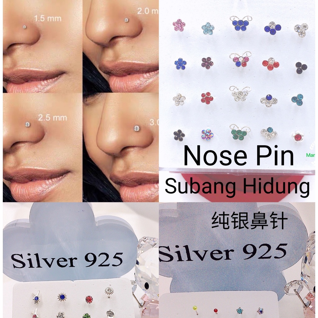💥WHOLE SALES💥 (NOSEPIN) (NSP1) SILVER 925 ORIGINAL NOSE PIN SUBANG ...