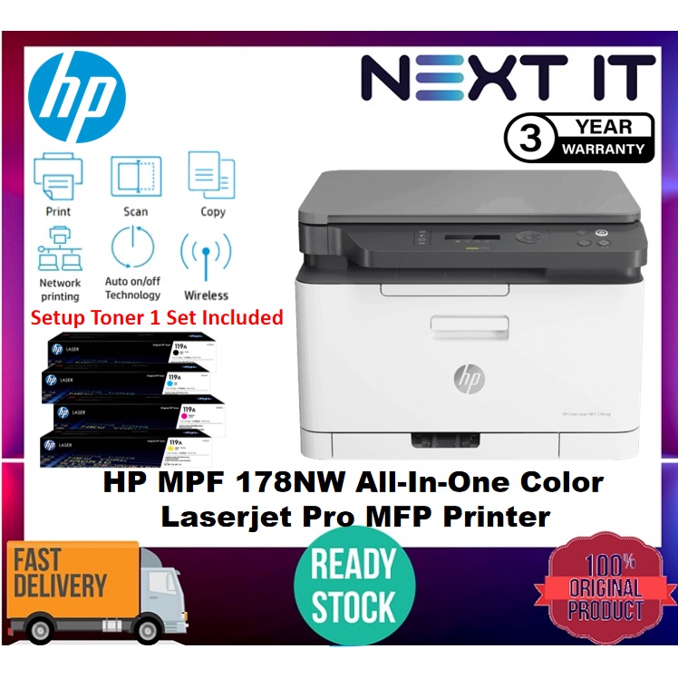 [READY STOCK] HP Color Laser MFP 178NW - Print, Copy, Scan, Wireless Printer (4ZB96A) | Shopee ...