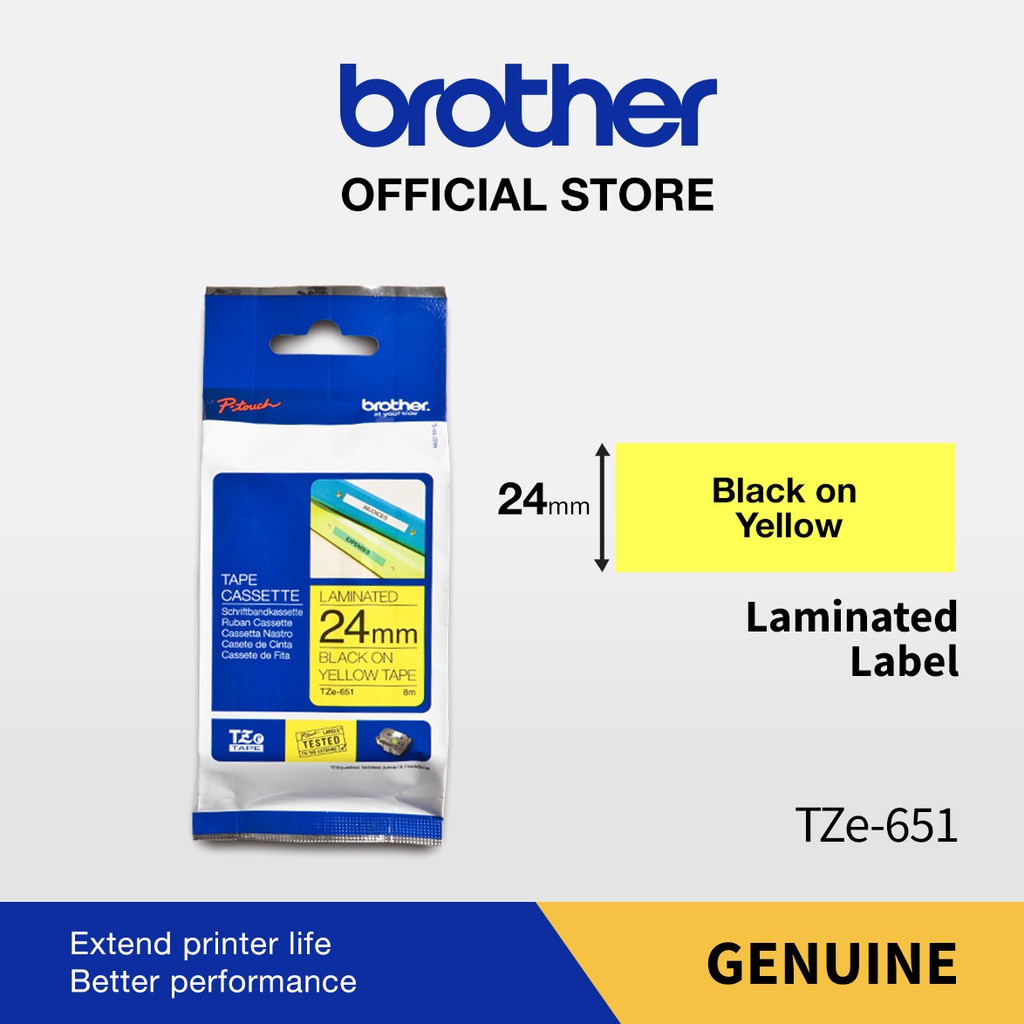 Brother TZe-Tape Genuine Laminated Label (24mm) TZe-151 251 252 253 354 355 451 551 555 651 751 ...