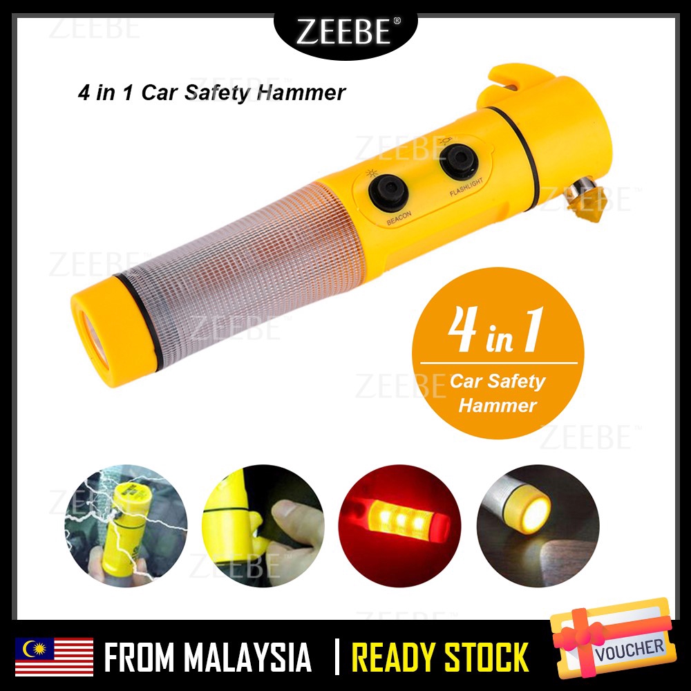 ZEEBE 4 in 1 Car Safety Emergency Escape Hammer with LED Window Breaker ...