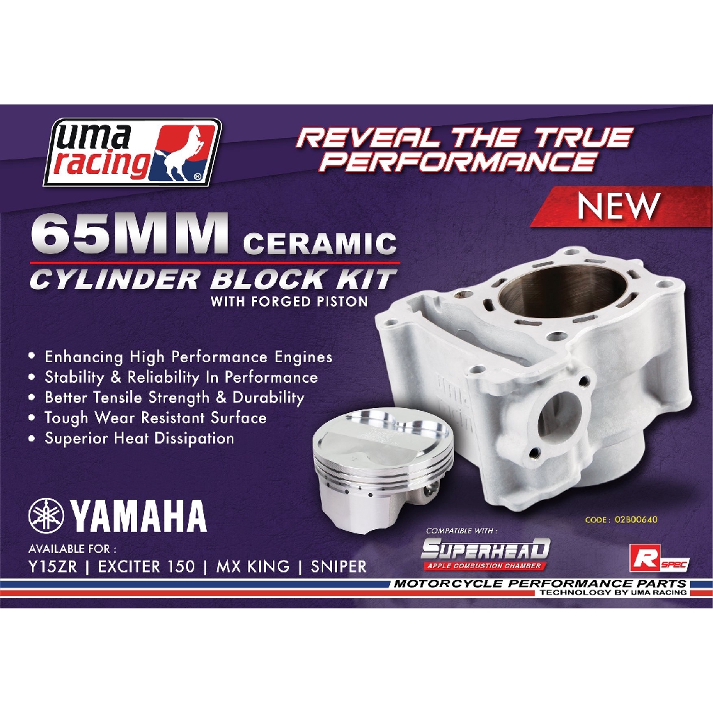 UMA RACING 65MM RACE SPEC BLOCK KIT SET Y15 Y15ZR (02B00640) | Shopee ...