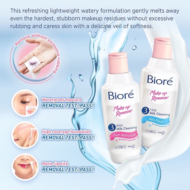 Biore makeup remover 3 fusion milk cleansing airy fresh 300ml | Shopee Malaysia