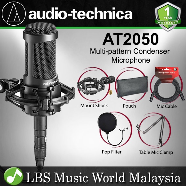 Audio Technica AT2050 Condenser Microphone with Multi Pattern Studio ...