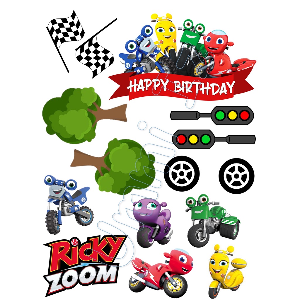 Happy Birthday Topper Cake Cartoon Ricky Zoom (CUSTOM NAME) | Shopee ...