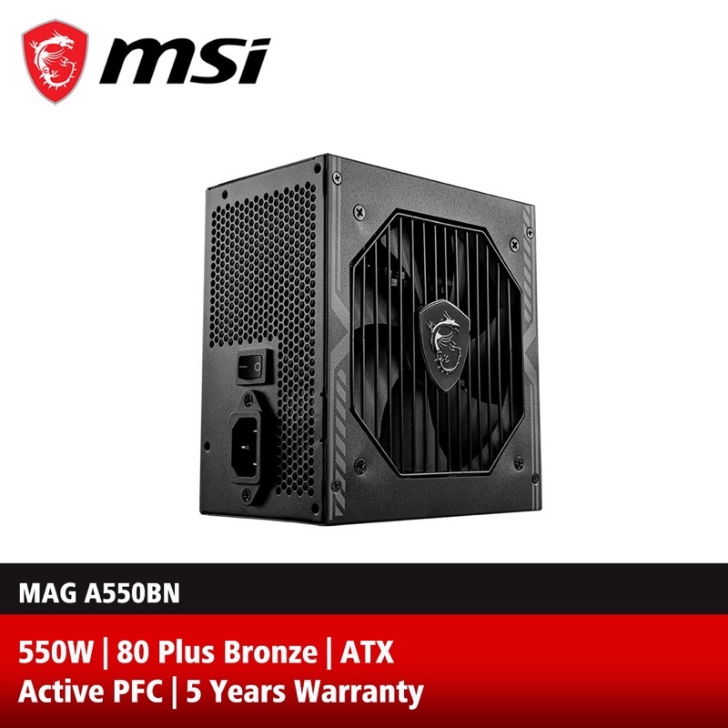 MSI MAG A550BN Non Modular Power Supply Unit PSU 550W with 80+ Bronze ...