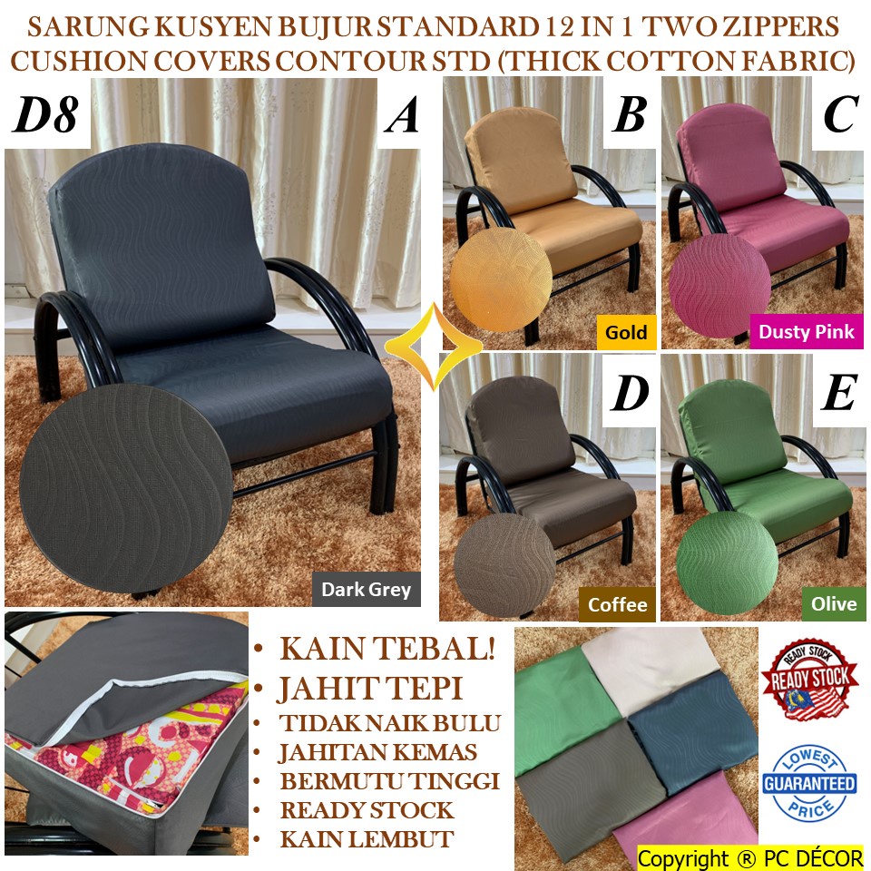 Ready Stock! Sarung Kusyen Size Bujur/ Bulat Standard 12pcs 2zippers ...