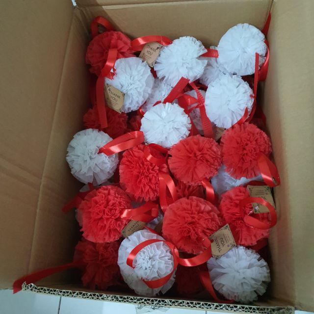 Bunga telur gantung fluffy flower ball goodies doorgift 25pcs preorder ...