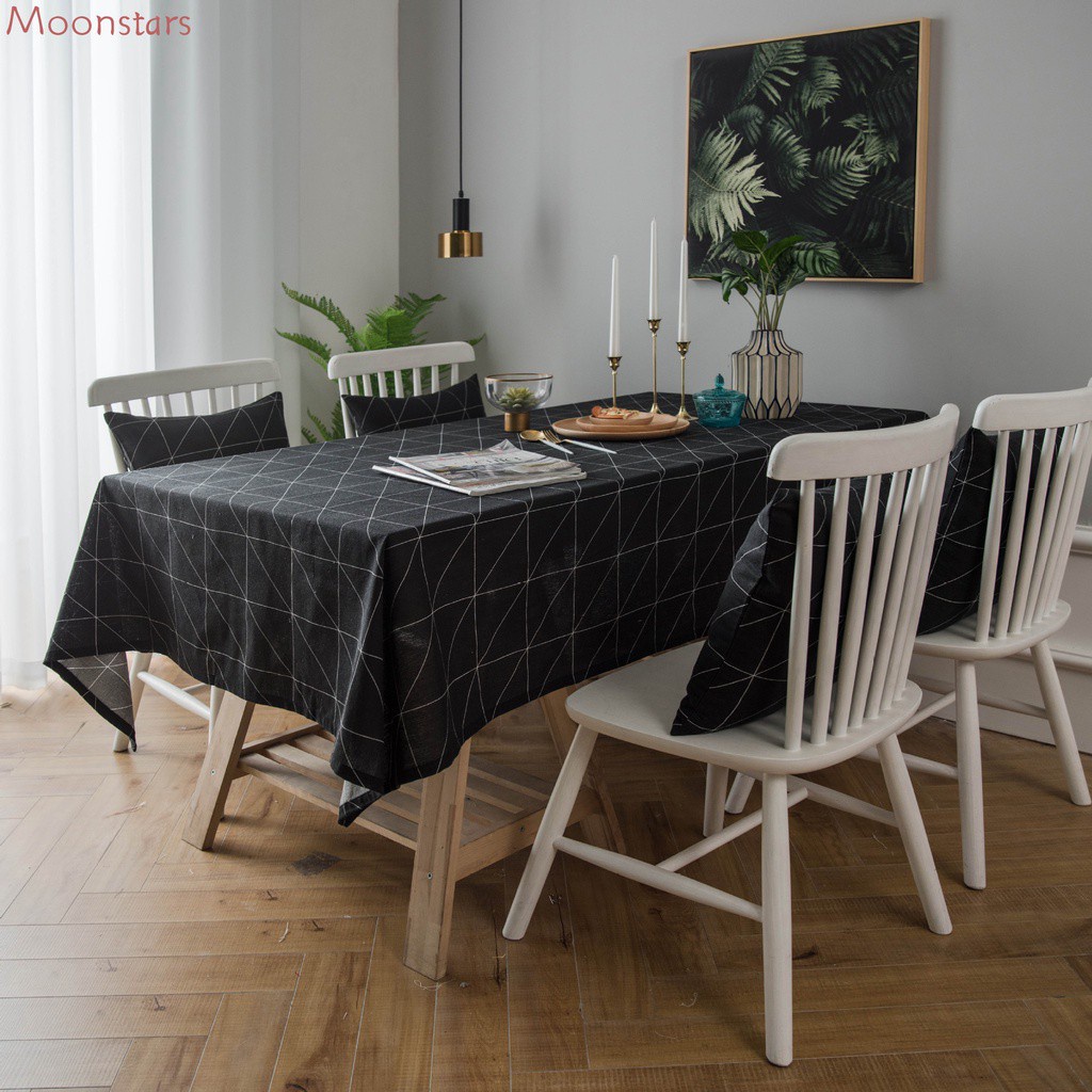 Moonstars Modern Minimalist Tablecloth Black and White Geometric Table ...